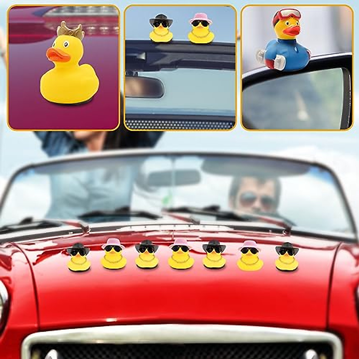 20 Pcs Duck Plug, Self-Adhesive Rubber Duck Mount, Black Rubber Duck Holder with Double-Sided Round Stickers, Rubber Duck Holder for Dashboard Display Duck Lovers (Excluding Rubber Duck)