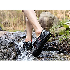 UBFEN Water Shoes Mens Womens Swimming Shoes Aqua Shoes Beach Sports Quick Dry Barefoot for Boating Fishing Diving Surfing with Drainage Driving Yoga 8.5 Women / 7 Men D Grey Orange