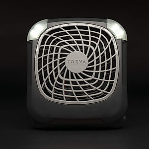 Treva 5 Inch Battery Powered Fan With LED Lights, Portable Desk Fan with 2 Cooling Speeds, Folding & Tilt Design Small Cubicle Accessories (Grey)