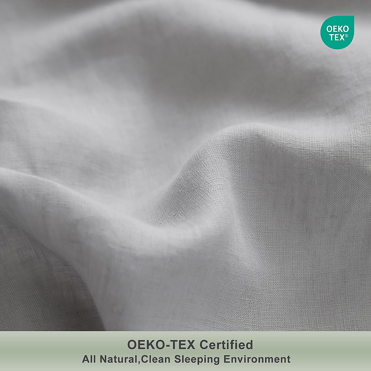 TOSMO 100% Linen Duvet Cover Set with Button Closure, 3 Pieces (1 Duvet Cover with 2 Pillowcases), Soft Breathable Durable Farmhouse Bedding - King, Soft Grey