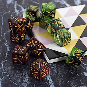 48 Pieces MTG Dice Counter Magic The Gathering Counters +1/+1 Dice Tokens Set Loyalty Life Gifts for Cards Gaming Accessories (Ruby, Emerald)