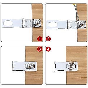 4 Pack Keyed Hasp Latch Locks, 4 Inch Twist Knob Keyed Locking Hasp, Stainless Steel Catch Latch Safety Lock with Keys, Safety Hasp Latches Keyed Different for Small Doors, Cabinets, Drawer, Boxes