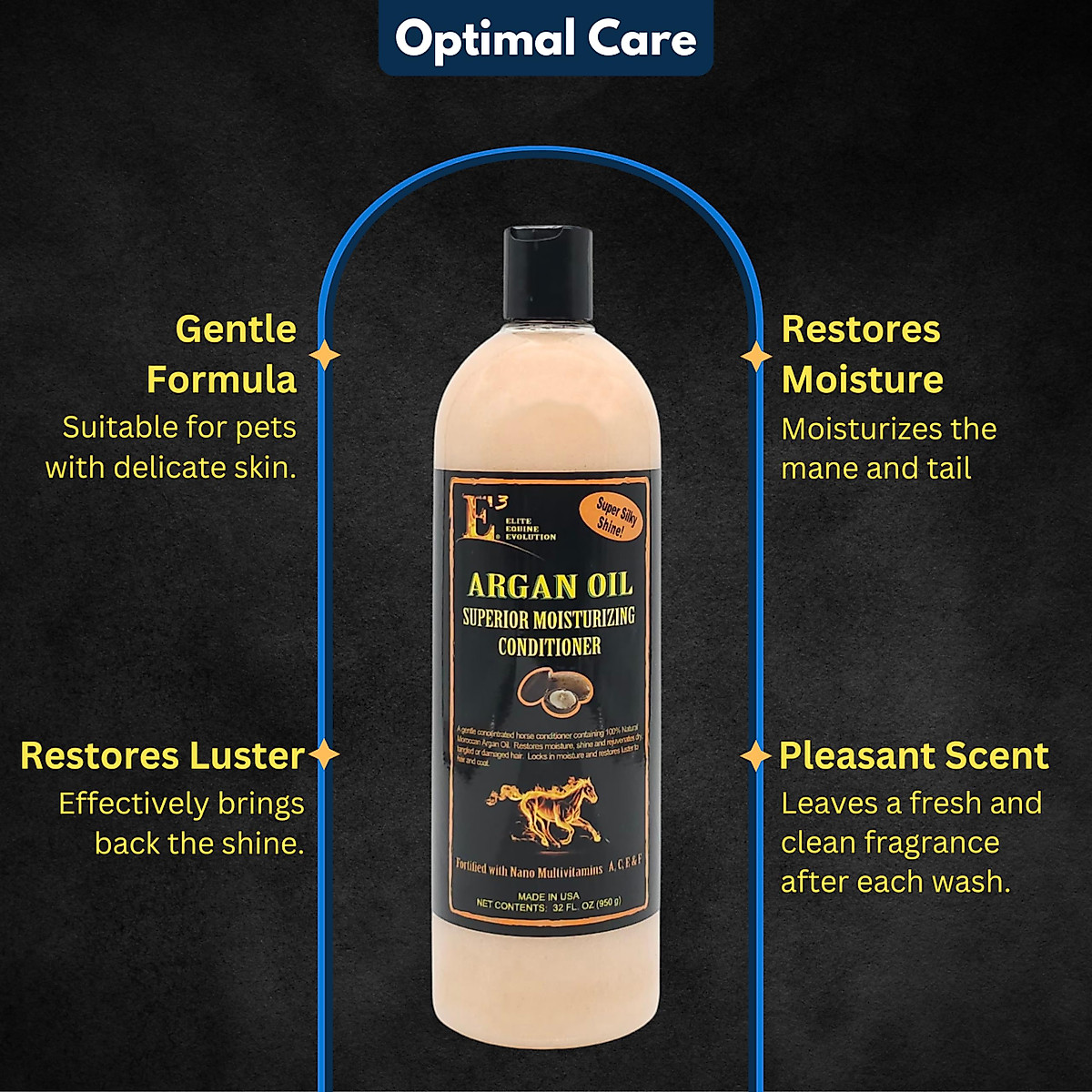 E3 Argan Conditioner with Vitamins A,C,E and F - Combines Natures Treatment Safe Sustainable Dry Damage Hair (32 fl oz)