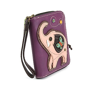 Charming Chala Wallet Credit Cards Coins Wristlet (Purple Elephant)