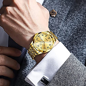 OLEVS Watch for Men Women Unisex Diamond Luxury Dress Analog Quartz Stainless Steel Waterproof Luminous Date Business Casual Wrist Watch