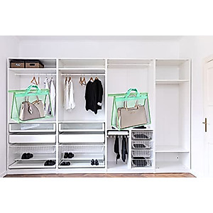 Quoyiyo Clear Tote Bag Organizer Dust Cover Organizer Transparent Handbag Organizer Organizer Organizer with Reinforced Handle and Zipper, Tote Bag Organizer (lGreen - 8 Pack)