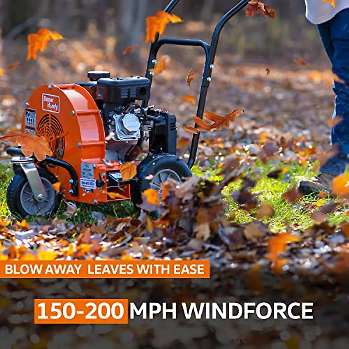 SuperHandy Walk Behind Leaf Blower, Wheeled Manual-Propelled, 7HP 212cc, 4 Stroke, Wind Force of 200 MPH / 2000 CFM at 3600RPM