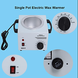 Single Electric Wax Heater Paraffin Warmer Machine Pots Waxing Hair Removal Removing Salon Hot SPA Body with Wood Craft Sticks