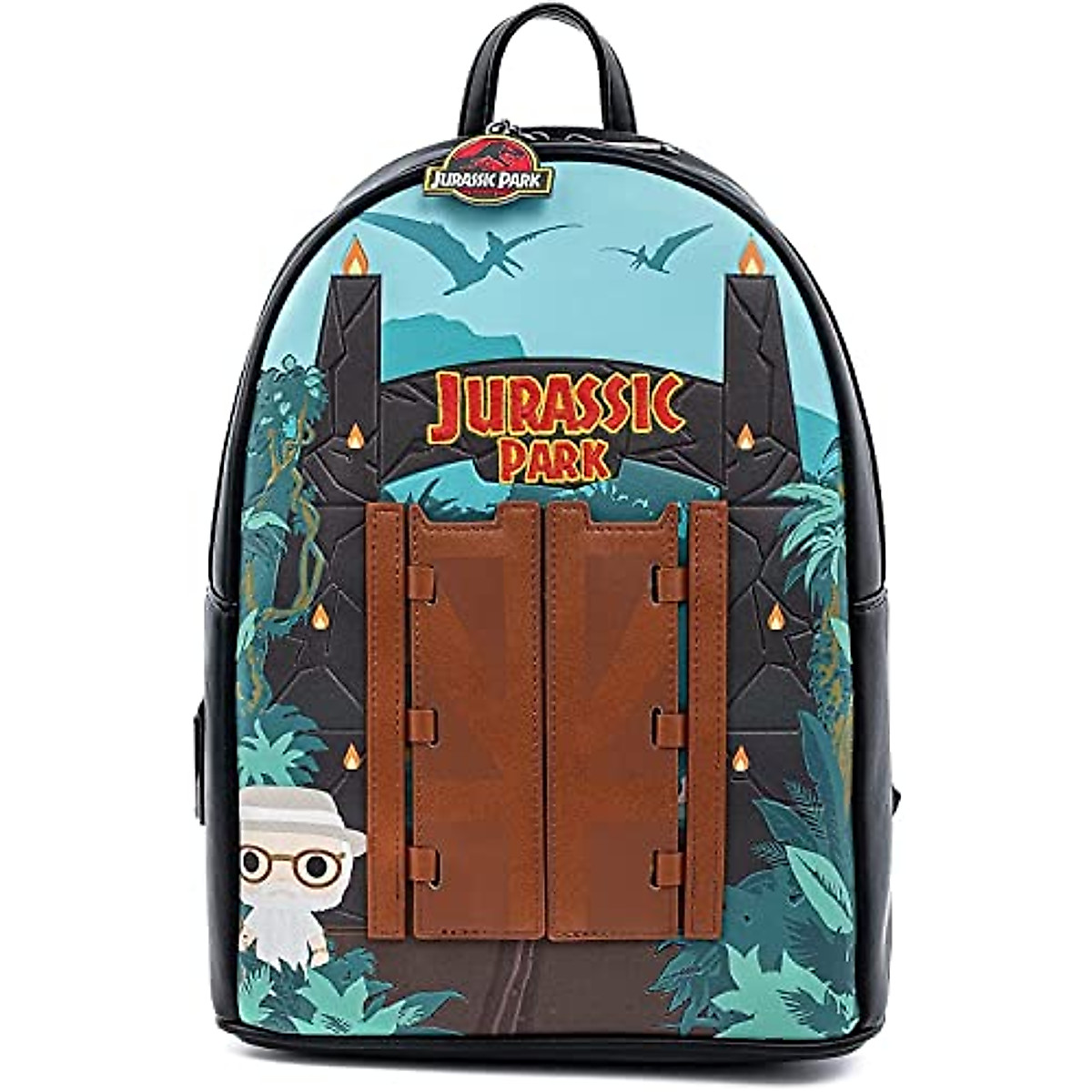 Loungefly POP Jurassic Park Gates Womens Double Strap Shoulder Bag Purse,One Size, Multi