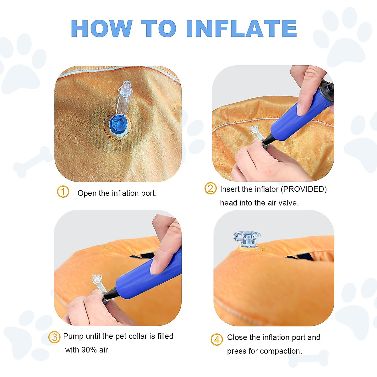 Inflatable Dog Cone, Soft Dog Cone Collar After Surgery for M L XL Dogs, with Detachable Anti Licking Shield and Inflator, 2 in 1 Adjustable Alternative, Does Not Block Vision, L