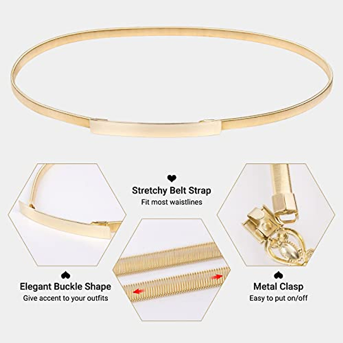 GRACE KARIN Women Wedding Belt Gold Waistband Size S Gold CL633