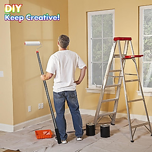 BsBsBest Paint Roller Extension Poles 4 FT Paint Roller kit with Brush Stainless Steel Poles Splicing Rod House Mural Brush for Walls and Ceiling