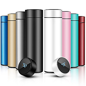 8 Pcs Smart Water Bottles with Digital Temperature Display Tea Infuser Bottle LED Thermal Cup Double Walled Water Bottle Stainless Steel Smart Mug Water Flask Leak Proof Mug (Multicolor)