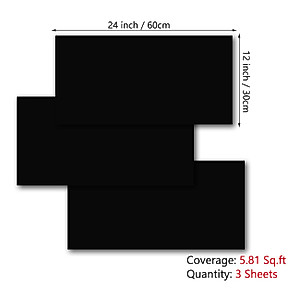 Decotalk Peel and Stick Floor Tile Waterproof Black Floor Tiles Vinyl Flooring for Kitchen Removable Vinyl Floor Tiles Stick and Peel Solid Black Bathroom Floor Tiles 12"x24" Flooring Planks for Floor