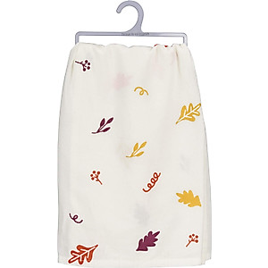 Primitives by Kathy Hand-Lettered Inspired Dish Towel, 28 x 28-Inch, Orange-Happy Fall Y'all