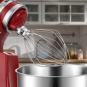 LETOMS Wire Whip for Kitchenaid Stand Mixer 5QT Lift and 6QT, Whisk Attachment for KitchenAid, Stainless Steel Egg Cream Stirrer