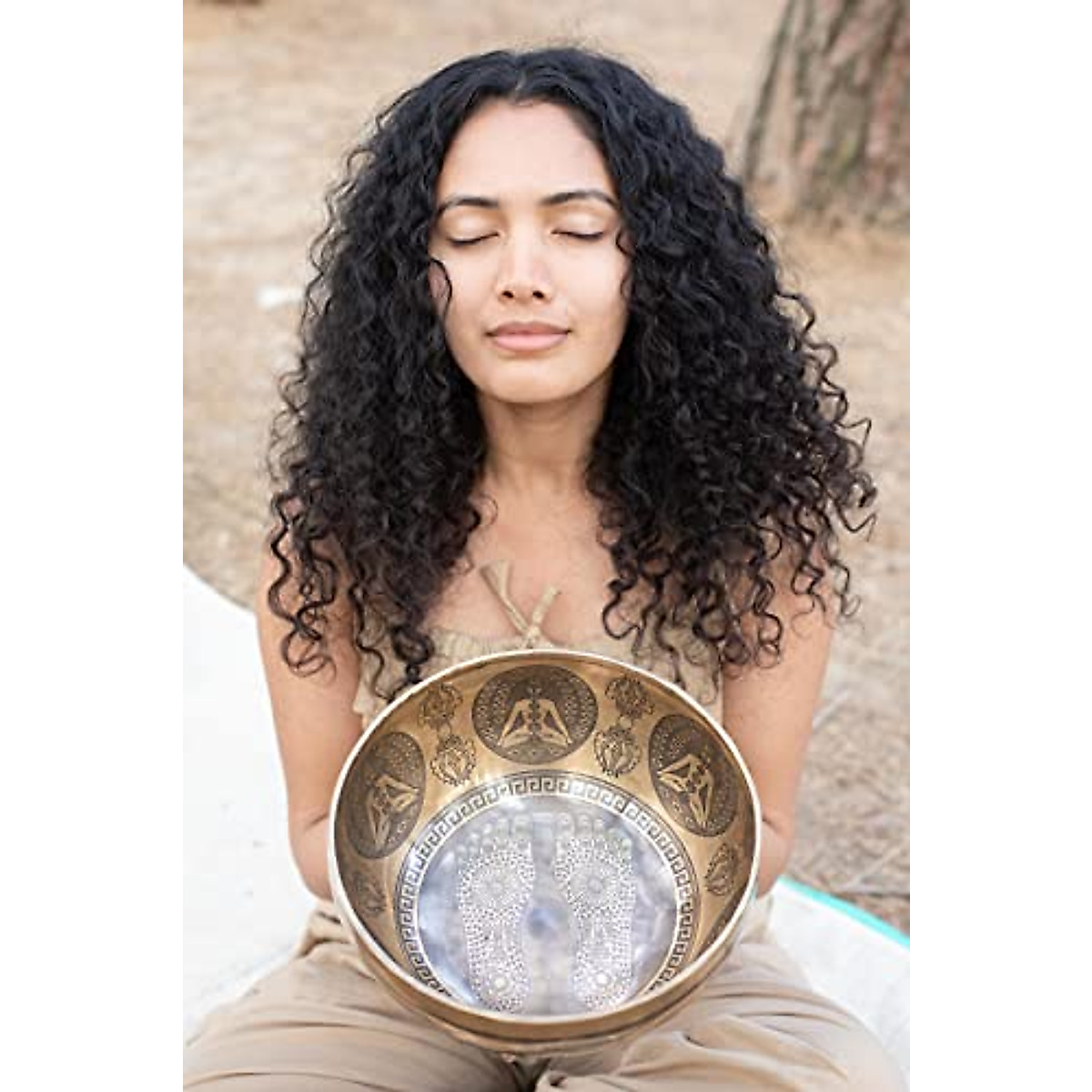 Large Tibetan Singing Bowl Set - 8.5" Master Healing Grade For Sound Bath Chakra 7 Metal Meditation Yoga By Himalayan Bazaar