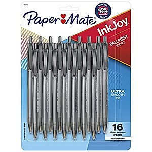 Paper Mate InkJoy 100RT Retractable Ballpoint Pens, Medium Point, Black, 16 Pack (1952705)