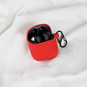 Haotop Silicone Anti-Lost & Shockproof Protective Charging Case Cover Compatible with JBL Tune 225 TWS/220TWS (Deep Red)