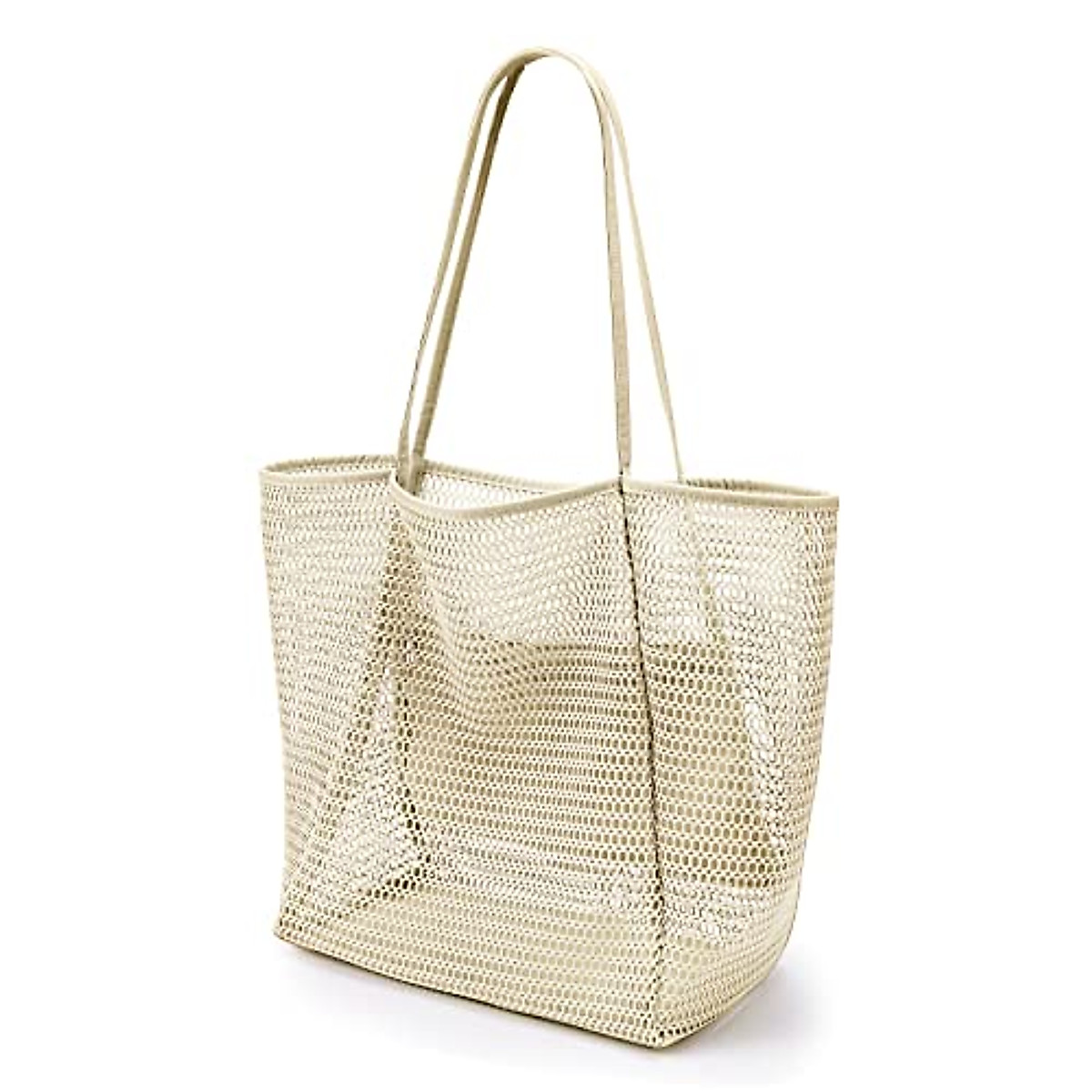 KALIDI Beach Mesh Tote Bag, Casual Tote Bag Hobo Women Foldable MAX 23L Shoulder Bag For Beach Picnic Vacation