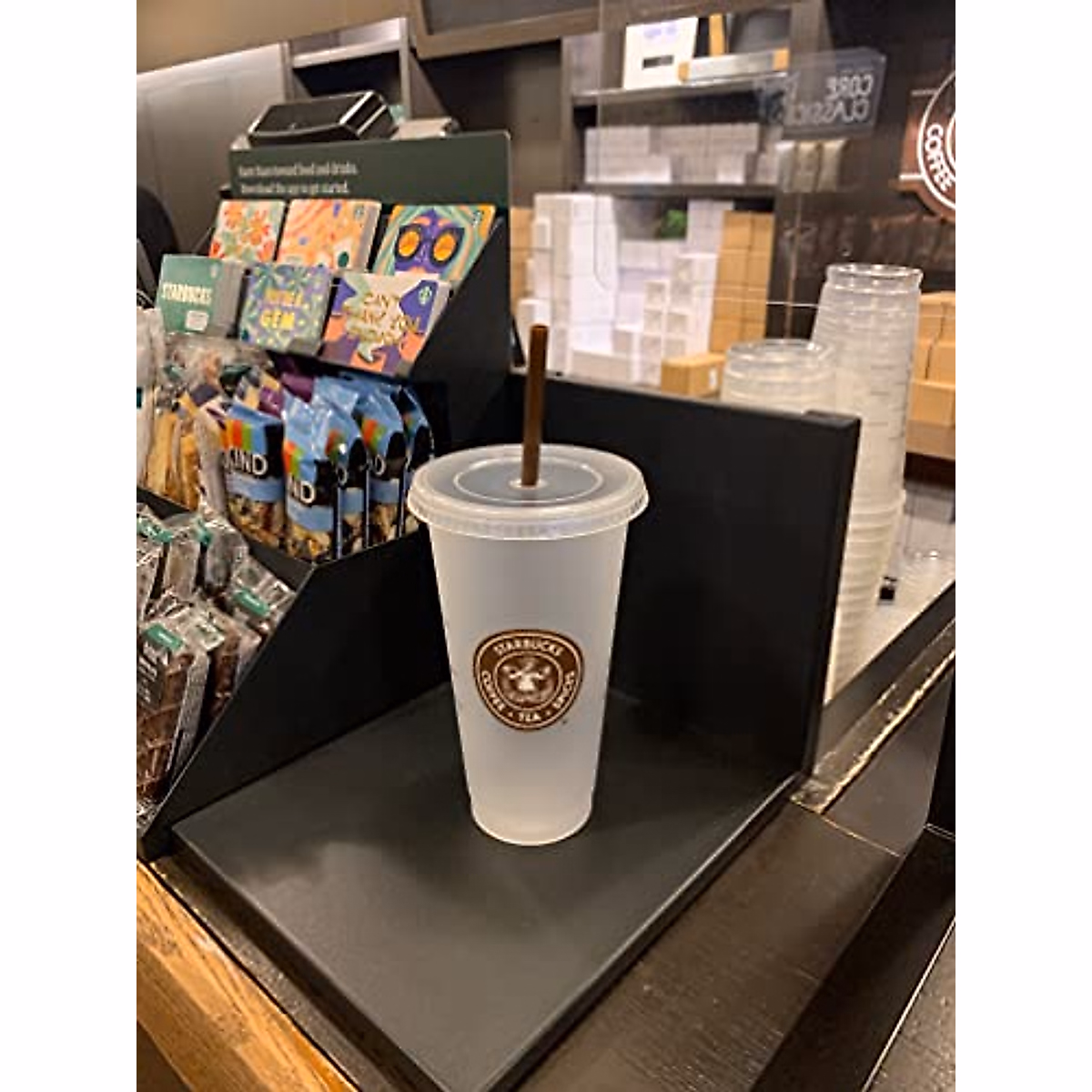 The First Starbucks Pike Place Original Logo Plastic Reusable Venti Cold Cup, 24oz