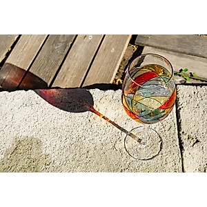 Antoni Barcelona Large wine glasses 29Oz Sagrada Originals hand painted mouth blown Handcrafted unique gifts birthdays weddings Authentic glassware Set 2 stained crystal Artistic Gaudi lovers