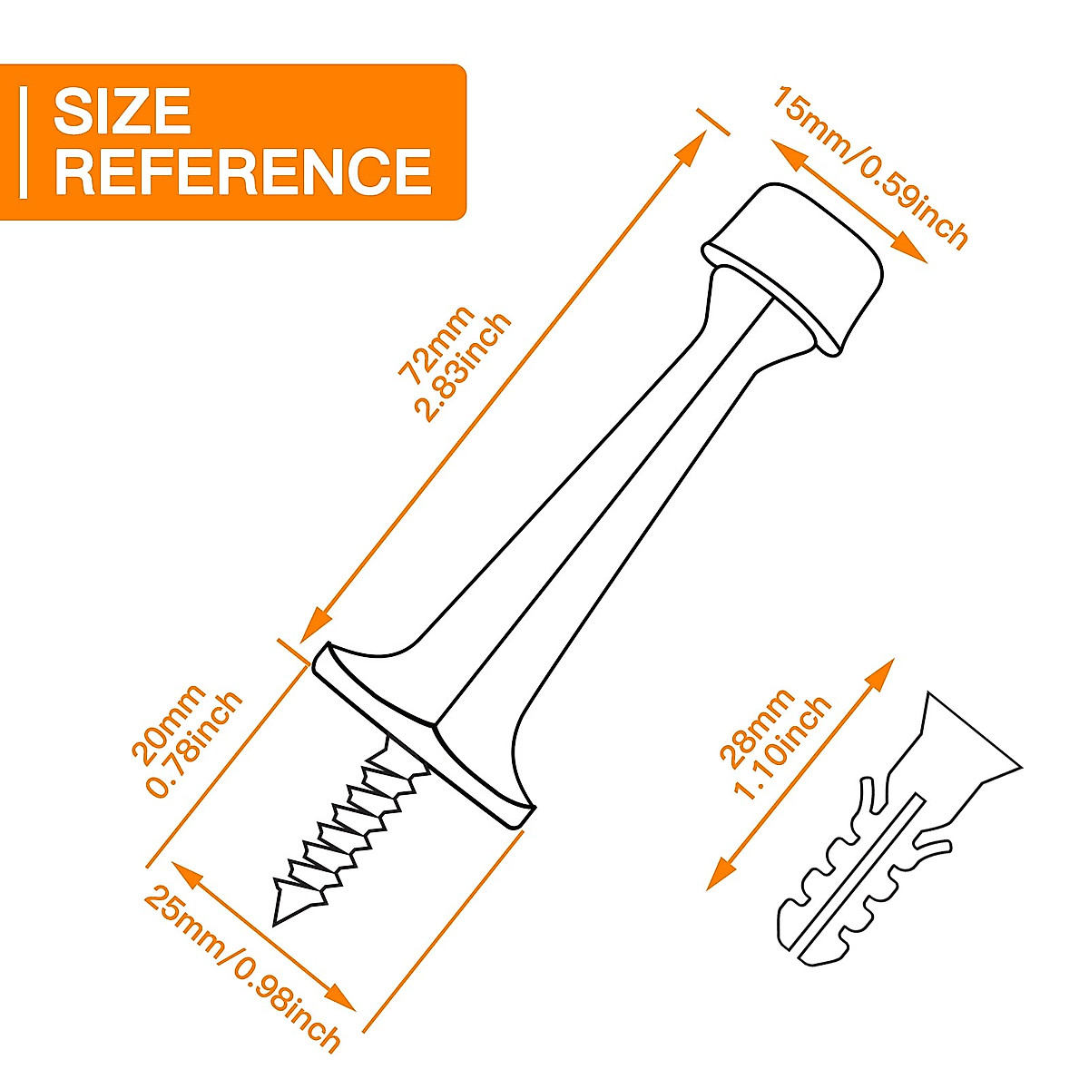 Door Stoppers for Bottom of Door - 6 Pack WINONLY Door Stops with Soft Rubber Tips Wall Protector Heavy Duty Solid Rigid Door Stoppers, Satin Nickel