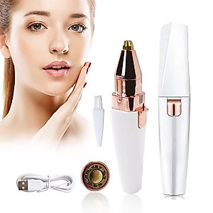 Moikin 2 in 1 Brows Eyebrow Facial Hair Remover Trimmer Epilator & Women's Painless Hair Remover , Lipstick Shaver for Face, Hand, Armpit, Leg and Bikini