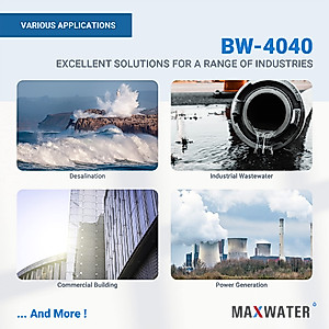 Max Water Brackish Water RO Membrane Element-BW-4040 2400 GPD, Commercial Reverse Osmosis size 4" x 40" good for Industrial, Municipal, Waste Water Re-Use, Car Wash, Whole House etc. (Pack of 2)