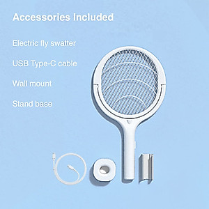 2-Pack Anne Diary Electric Bug Zapper Racket Mosquito Fly Gnat Wasp Killer USB Type-C Rechargeable Swatter Indoor Rotating Head