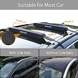 WONITAGO Soft Roof Rack Pads with Single Wrap-Rax Straps and Storage Bag, Universal Car Roof Rack for Surfboard, Kayak, SUP Paddleboard, Canoe, 28" (Pair)