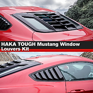 HAKA TOUGH Rear+Side Window Louvers for Ford Mustang 2015-2022, Side Windshield Rear Scoop Cover Sun Shade Mustang GT Accessories, Black 3PCS
