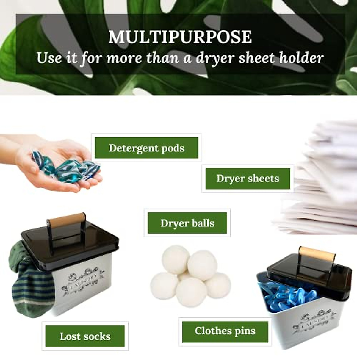 Dryer Sheet Holder Spray Bottles Set, Farmhouse Decor Fabric Softener Dispenser for Laundry Room Organization and Storage, 2 Pack Spray Bottles for Cleaning Solutions, House Warming Gifts New Home