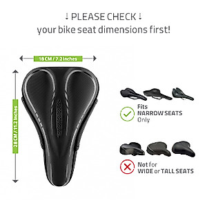 Ronux Bike Seat Cushion, Extra Soft Comfy Bicycle Seat Cover-Memory Foam & Gel, for Peloton Bike, Stationary, Exercise, Electric, Road & Mountain Bikes-Women & Men (Black)