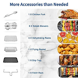 WowChef Air Fryer Oven Large 20 Quart, 10-in-1 Digital Rotisserie Dehydrator Fryers Combo with Racks, XL Capacity Countertop Airfryer Toaster for Family, 9 Accessories with Cookbook, ETL Certified