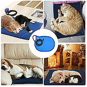 Pet Heat Pad for Cats Dogs Electric Heating Mat 40℃/104℉Constant Temperature Indoor Safety Waterproof Heated Pad Mat Bed with Chew Resistant Cord,Blue,33.5x44cm