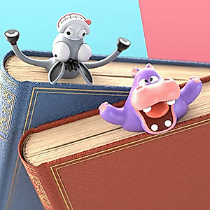 Funny 3D Cartoon Animal Bookmark, 3D Animal Bookmark with Flat Body Gift for Children and Girls (purplr+Pink)