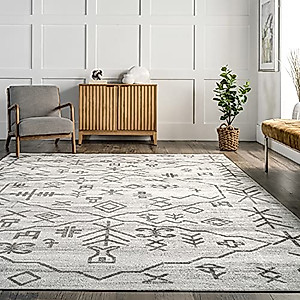 nuLOOM Rhonda Machine Washable Global Inspired Moroccan Area Rug, 3' 3" x 5', Grey