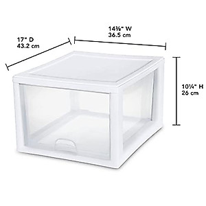 Sterilite 27 Quart (4 Pack) and 16 Quart (6 Pack) Stackable Clear Plastic Storage Drawer Containers for Home and Office Organization, White