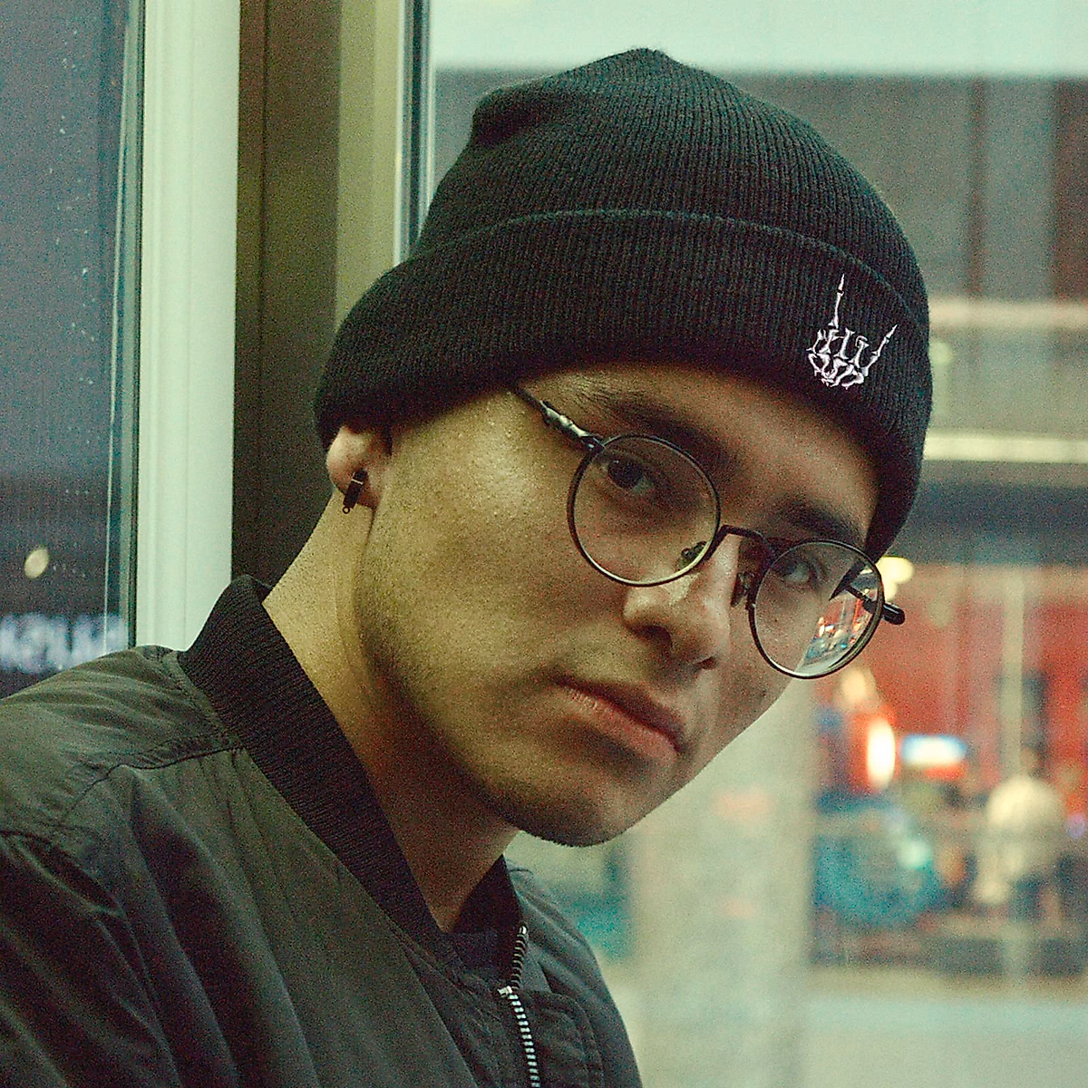 Halloween Skull Goth Knit Beanie Hats for Men Women Cool Emo Gothic Birthday Christmas Skeleton Gifts Presents Winter (Acrylic, Skeleton-Black)