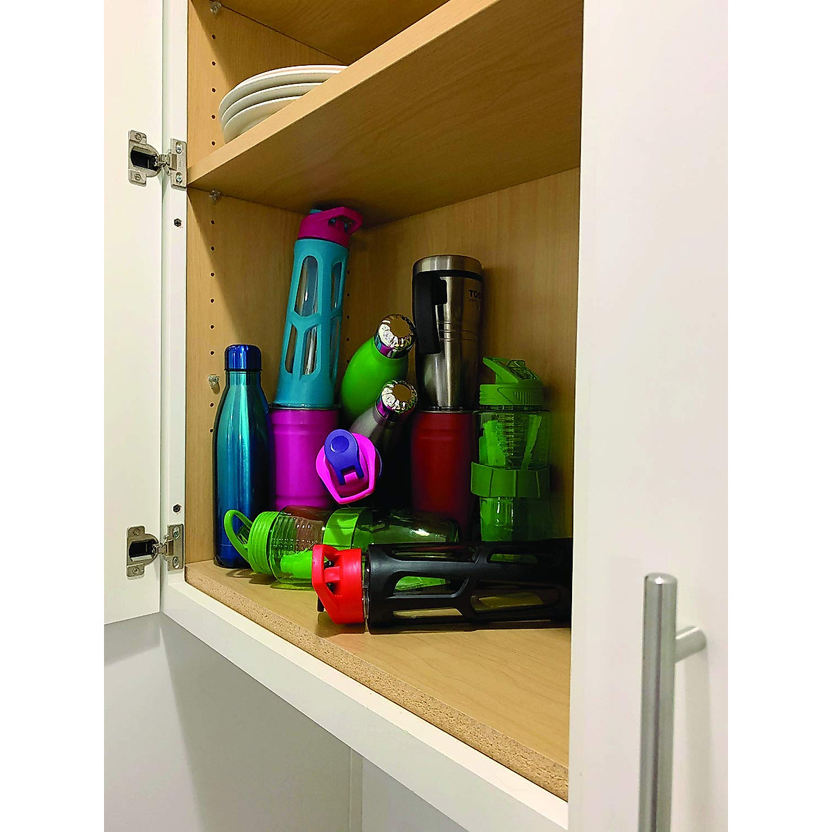 Jokari Tumbler and Bottle Storage Organizer Door Rack Holds Large Water and Drinking Containers with a Unique Over the Door Shelf System with Mesh Net Sleeves that Hangs Perfect in a Kitchen Pantry