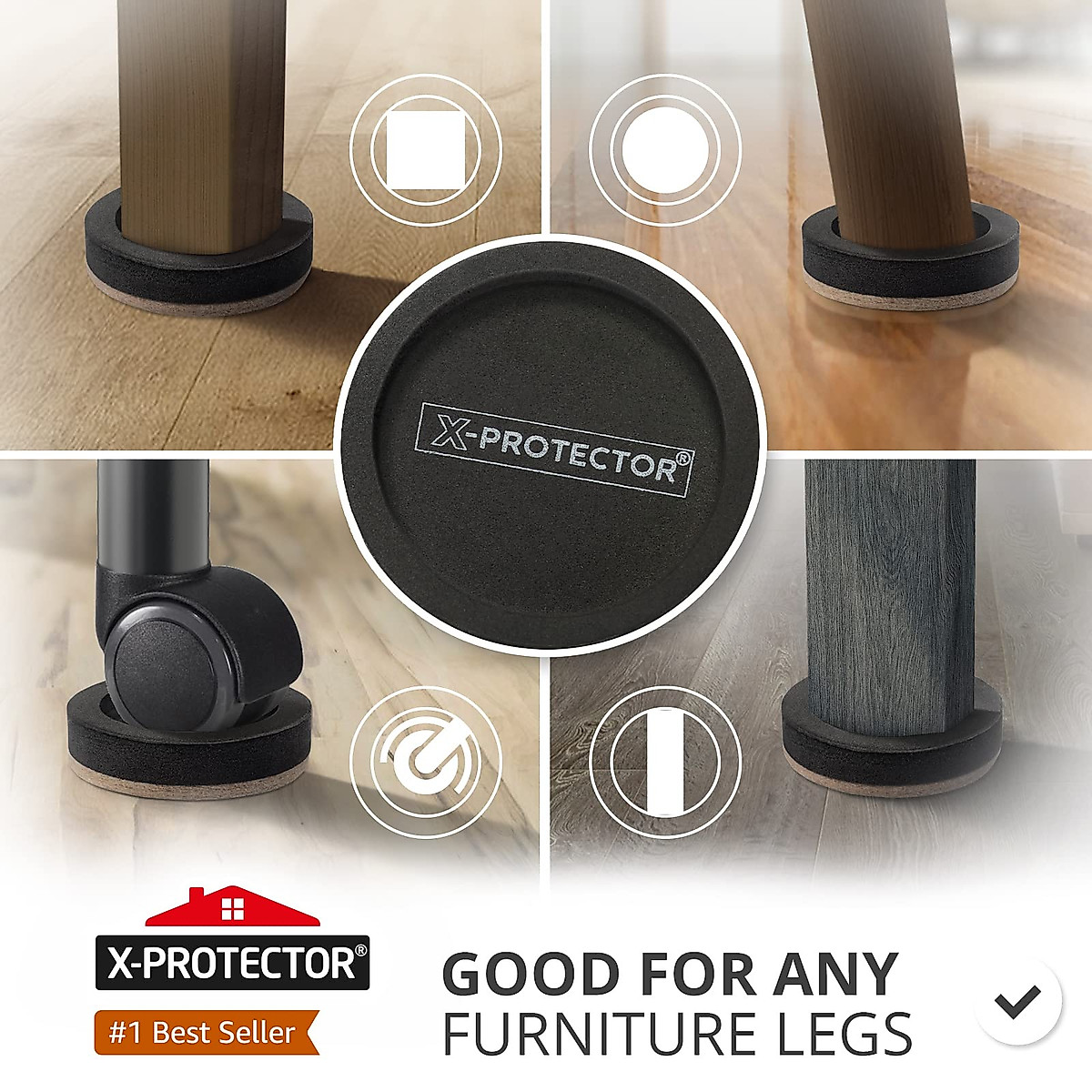 Felt Furniture Sliders for Hardwood Floors X-PROTECTOR 8 PCS 4 3/4” - Furniture Slider with Unique Design - Heavy-Duty Furniture Movers for Hard Surfaces - Felt Sliders - Move Your Furniture Easily!