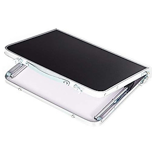 Amadj Foldable Laptop Table,Portable Standing Bed Desk, Bed Desk, Breakfast Serving Bed Tray, Portable Mini Picnic Table & Ultra Lightweight, Folds in Half with Inner Storage Space