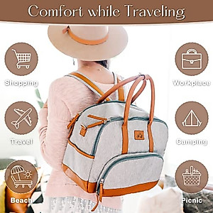 K2C3 Wearable Breast Pump Bag | Backpack with Laptop Compartment | Breast Pump Storage Bags | 16.9" x 13.77" x 5.11" Breast Pump Parts Bag | Leather & Polyester Baby Backpack Diaper Bag Tote