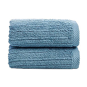 Pidada Hand Towels Set of 2 100% Cotton Absorbent Soft Towel for Bathroom 13.4 x 29.5 Inch (Blue)