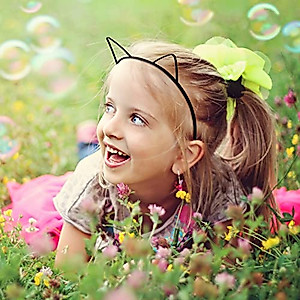 Black Cat Ear Headbands for Girls, Women, and Kids - Plastic Kitty Ears for Parties, Costumes, Daily Wear, and Decorations - 10Pcs Non-Slip Headbands