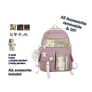 Kawaii Backpack with Kawaii Pin and Accessories Cute Kawaii Backpack for School Bag Kawaii Girl Backpack Cute (Blue)