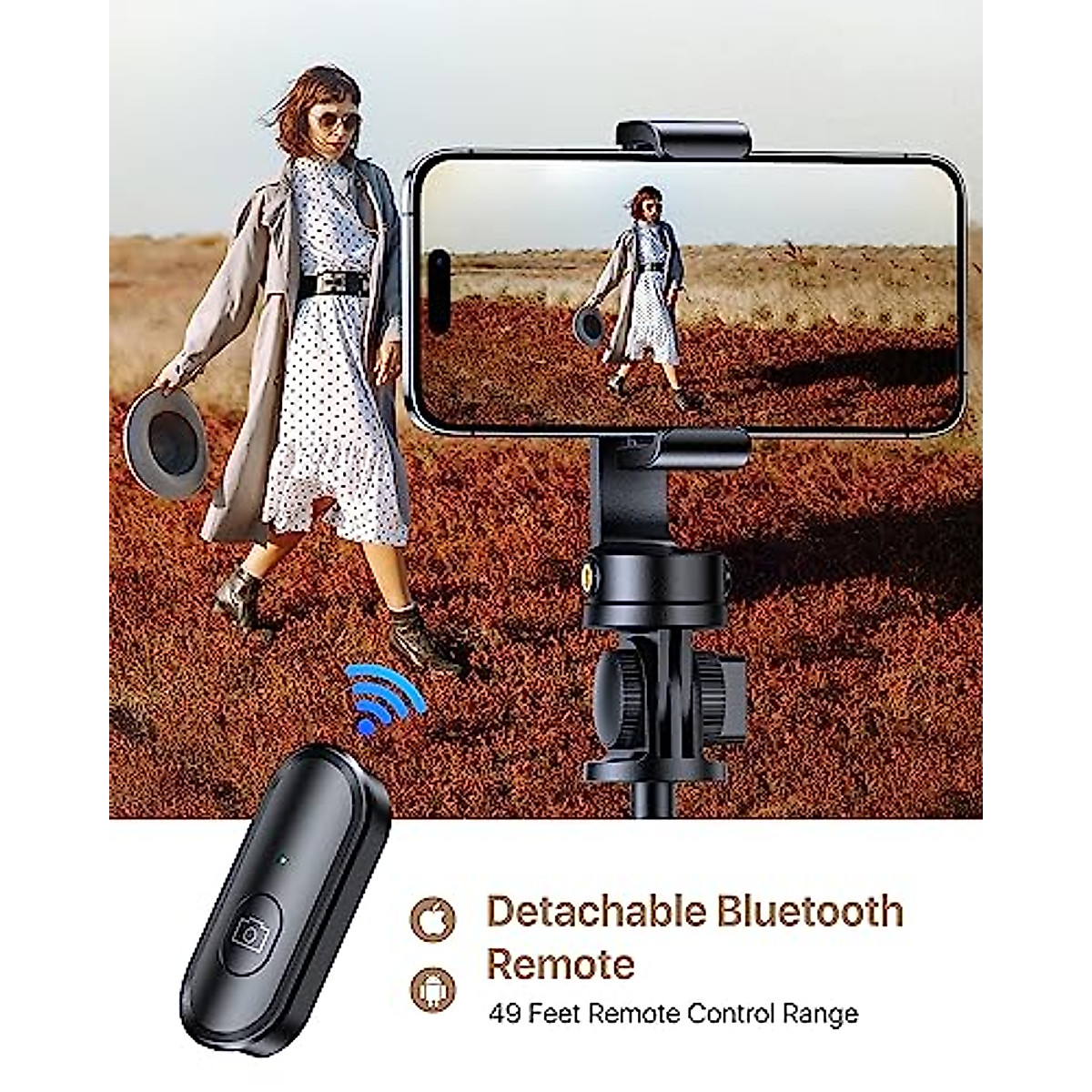 andobil MagStick Selfie Stick Tripod Compatible with MagSafe, [Redefined Phone Tripod] 63.5" Extendable Magnetic Cell Phone Tripod Stand with Wireless Remote, Tripod for iPhone 14 13 12 & All Phones