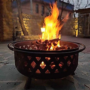 LEAYAN Garden Fire Pit Portable Grill Barbecue Rack Pits Fire Bowl with Handles,Removable Metal Fire Basket with Fire Fork, Patio Garden Multifunctional Fire Pit for Heating/BBQ for Camping