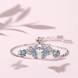 Jeulia Butterfly Round Cut Sterling Silver Bracelet for Women Teen Girls Bride Girlfriend Wife with Jewelry Box